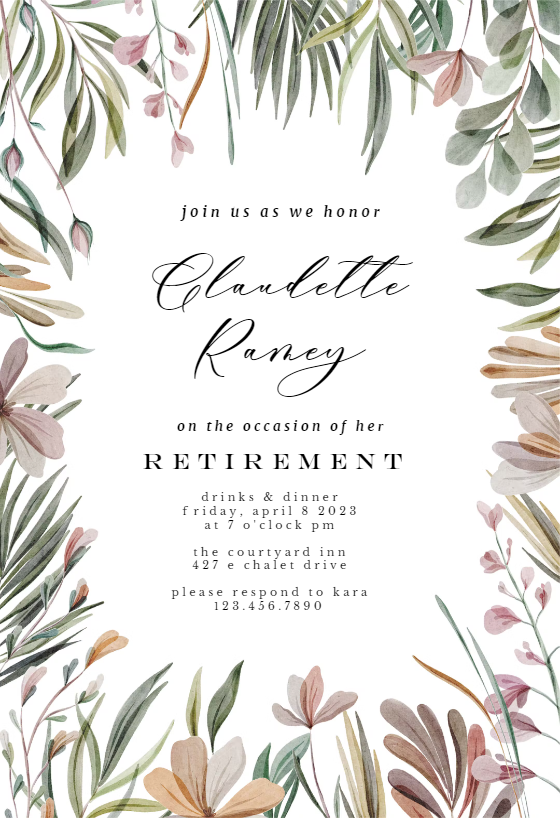 In bloom - Retirement & Farewell Party Invitation Template (Free ...