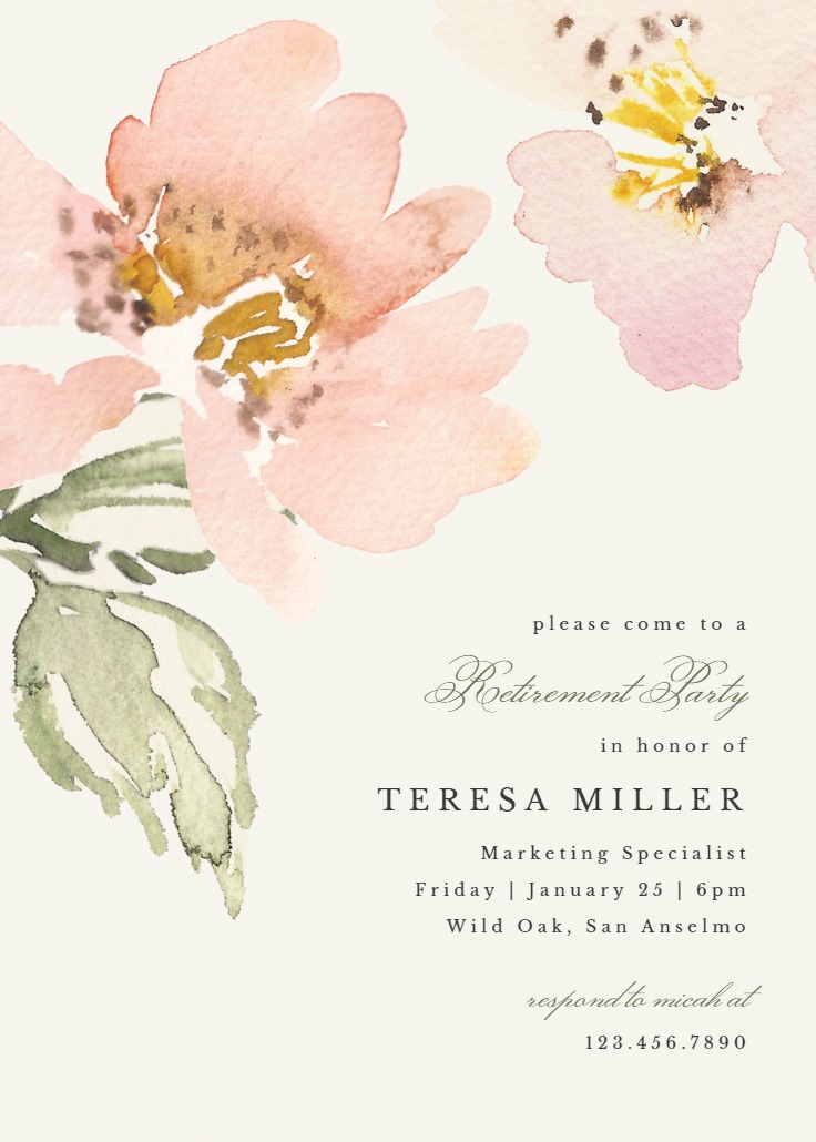 Garden roses - Retirement & Farewell Party Invitation Template ...