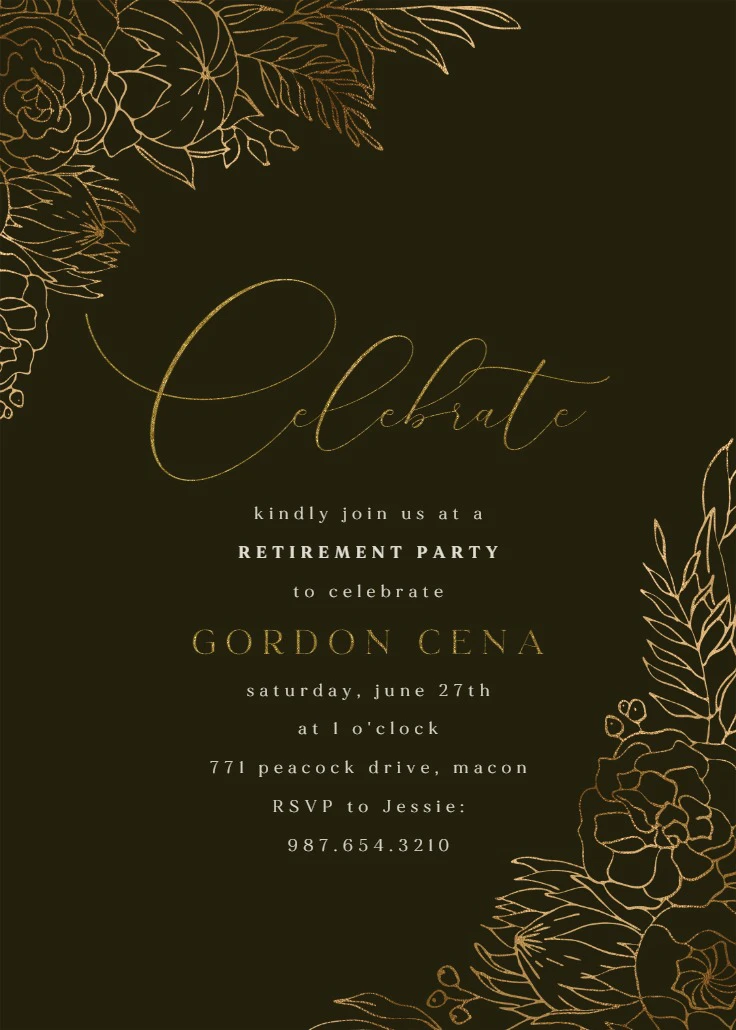 Gilded Lines - Retirement & Farewell Party Invitation Template ...