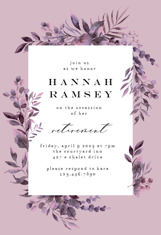 Greenery Border - Retirement & Farewell Party Invitation Template ...