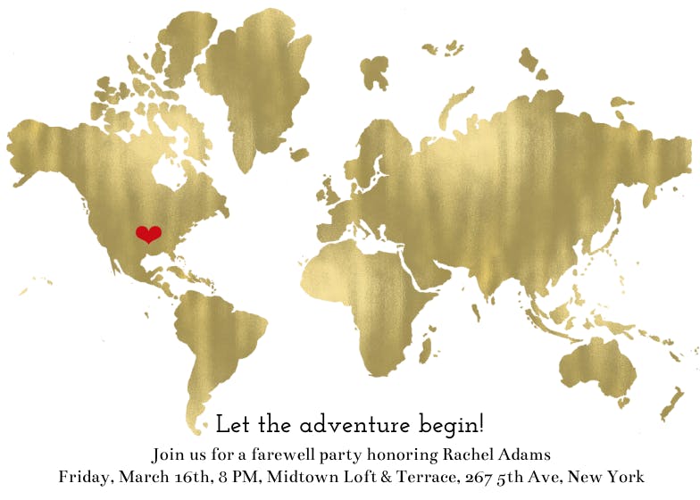Map Of Love - Retirement & Farewell Party Invitation Template ...