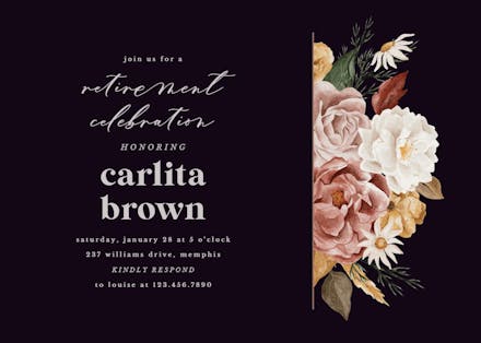 Nocturnal Flowers - Retirement & Farewell Party Invitation Template ...