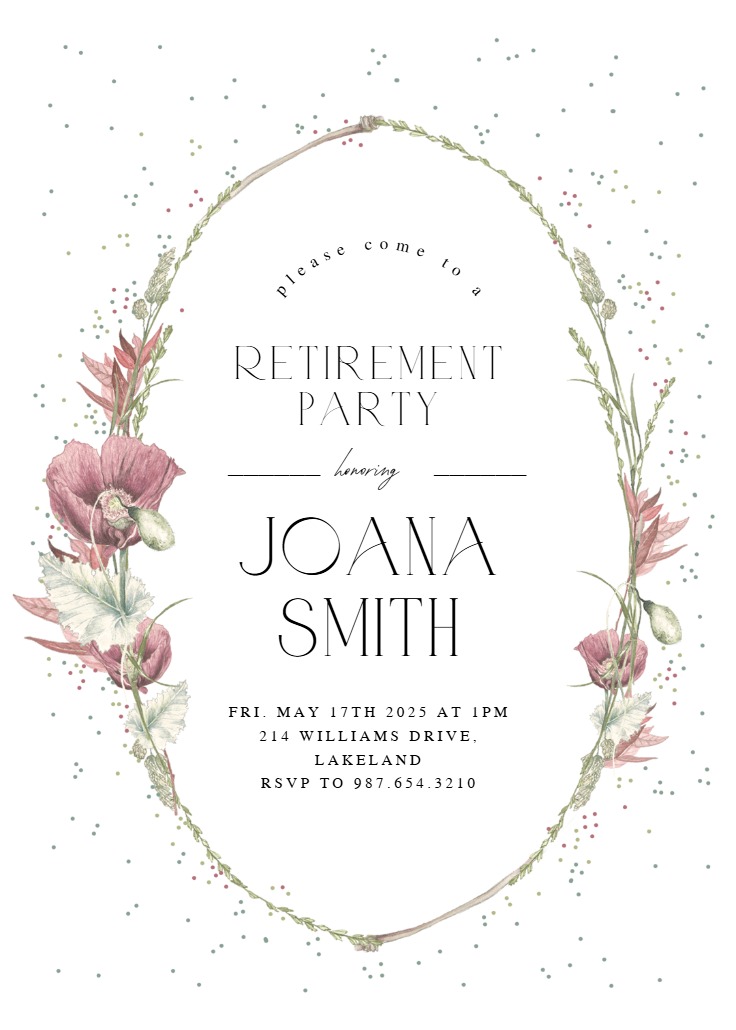 Fresh Meadow Flowers - Retirement & Farewell Party Invitation Template ...