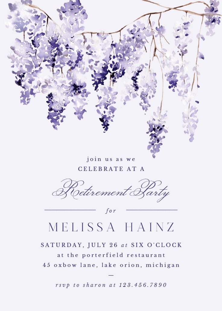 Purple Bunch - Retirement & Farewell Party Invitation Template ...