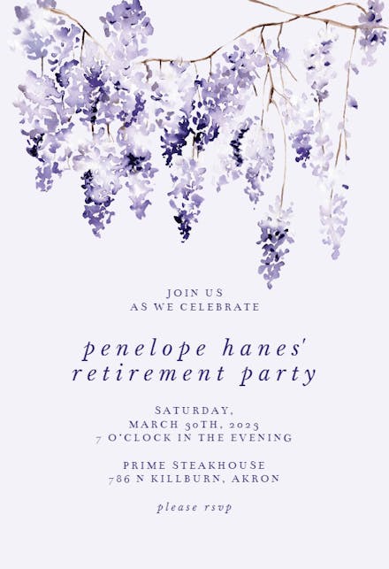 Purple Bunch - Retirement & Farewell Party Invitation Template ...