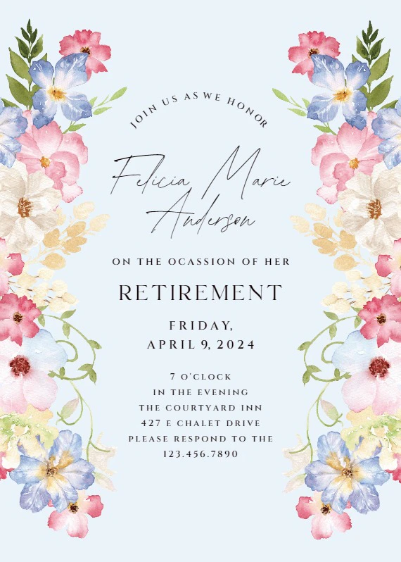 Spring Fairy Flower - Retirement & Farewell Party Invitation Template ...