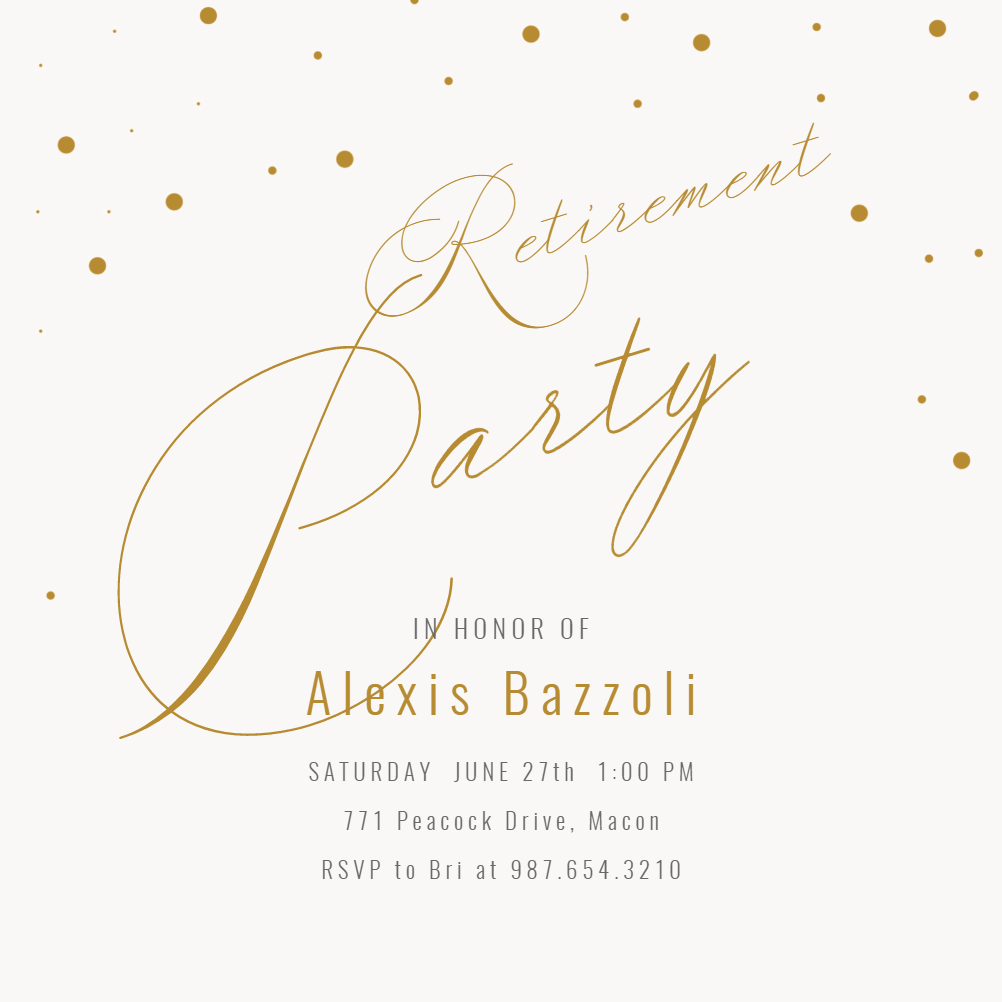 Dappled Distinction - Retirement & Farewell Party Invitation Template ...