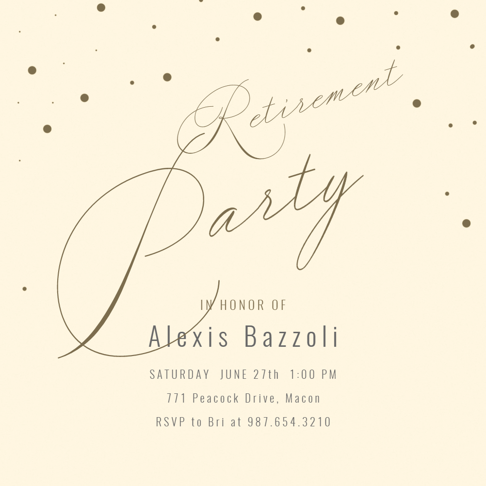 Stylish Script - Retirement & Farewell Party Invitation Template (Free ...
