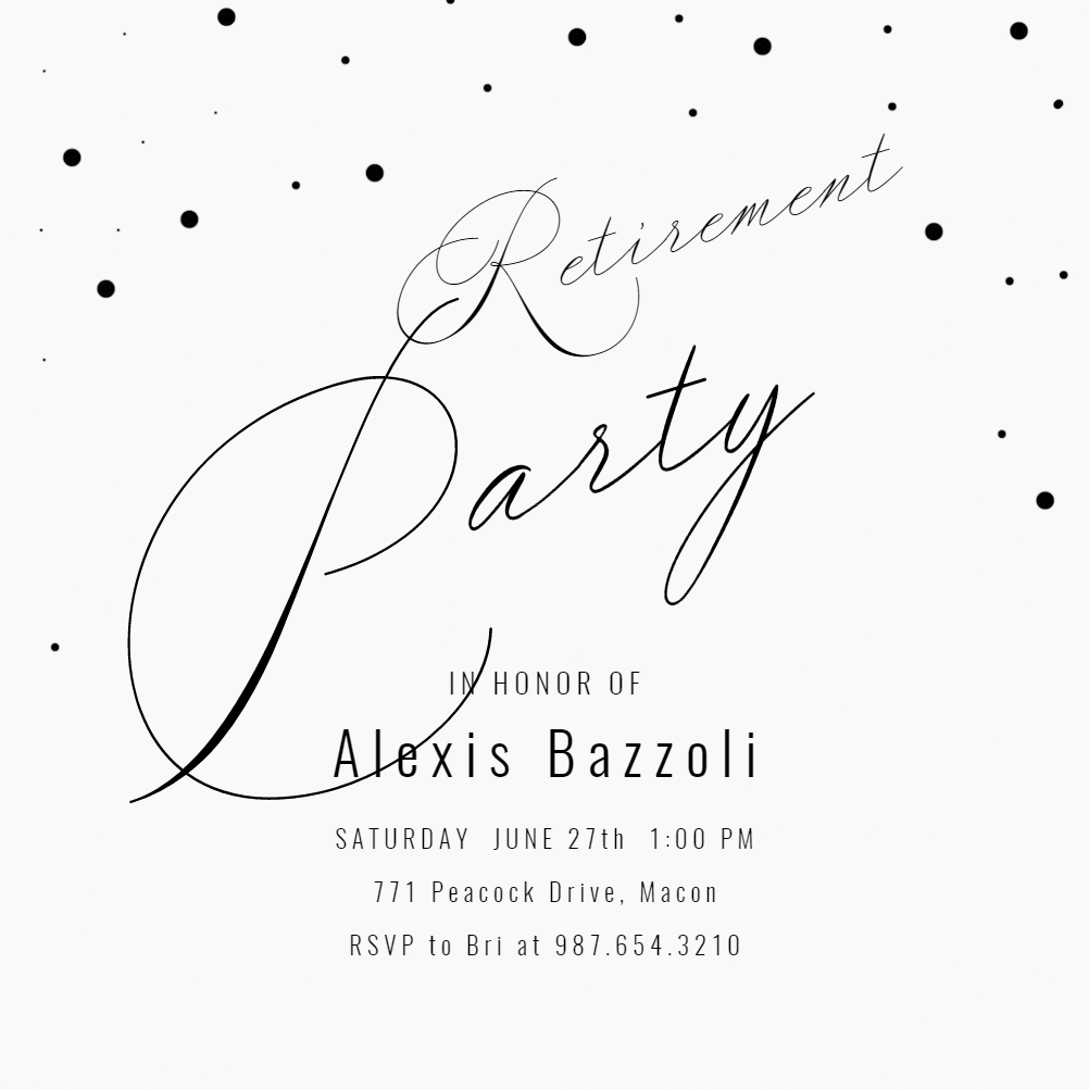 Stylish Script - Retirement & Farewell Party Invitation Template (Free ...