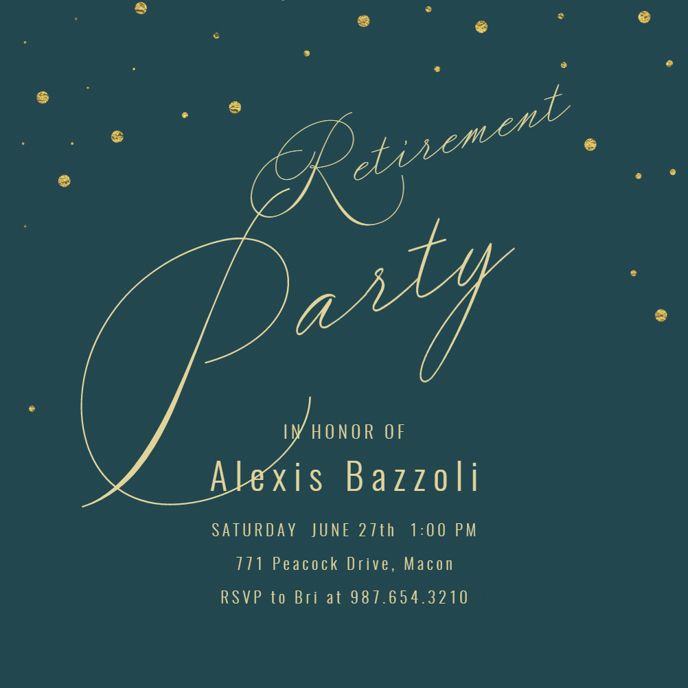 Stylish Script - Retirement & Farewell Party Invitation Template (Free ...