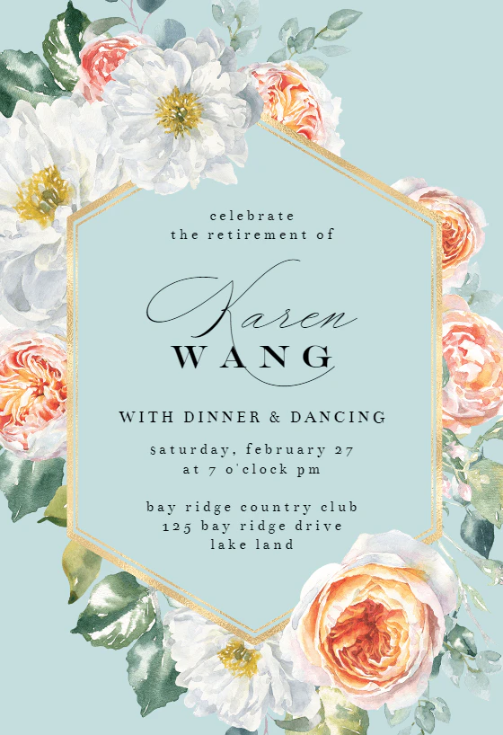 Watercolor Floral Geometric - Retirement & Farewell Party Invitation ...