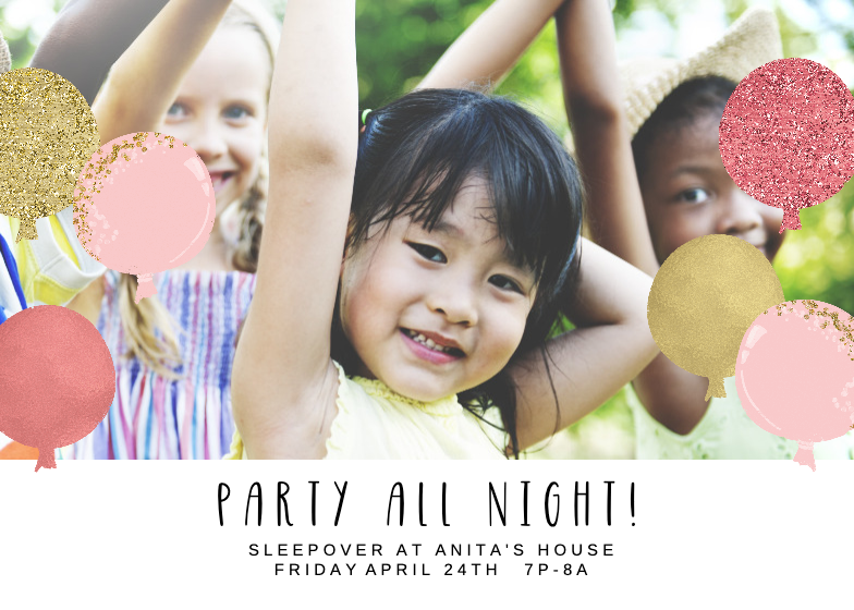 Balloons happiness - Sleepover Party Invitation Template (Free ...