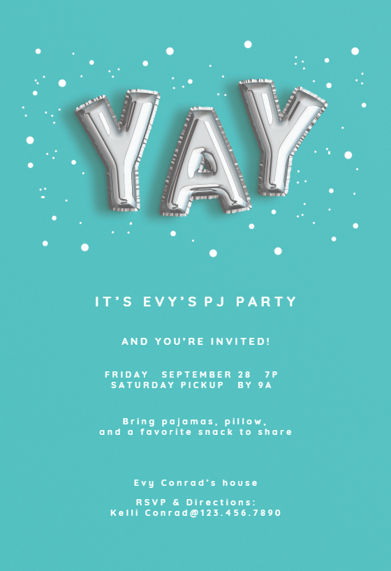 Balloons-z-z-z-z-z - Sleepover Party Invitation Template (Free ...