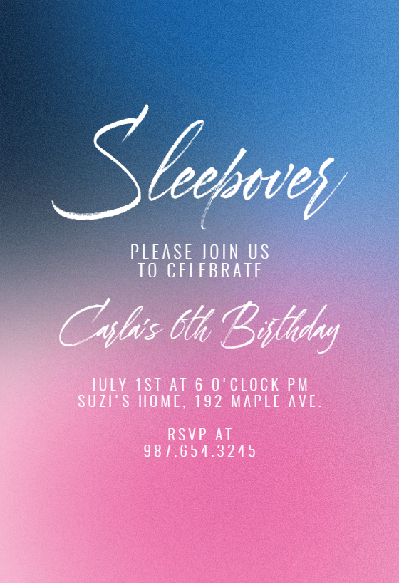 Big Text - Sleepover Party Invitation Template (Free) | Greetings Island
