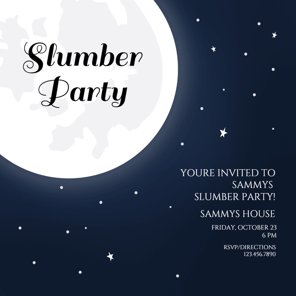 Full Moon - Sleepover Party Invitation Template (Free) | Greetings Island