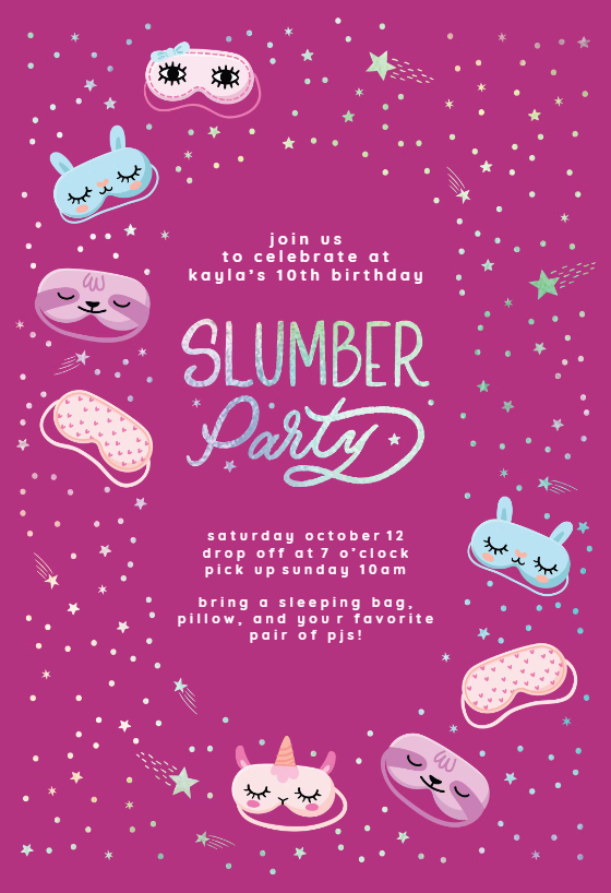 Let's Slumber Party - Sleepover Party Invitation Template | Greetings ...