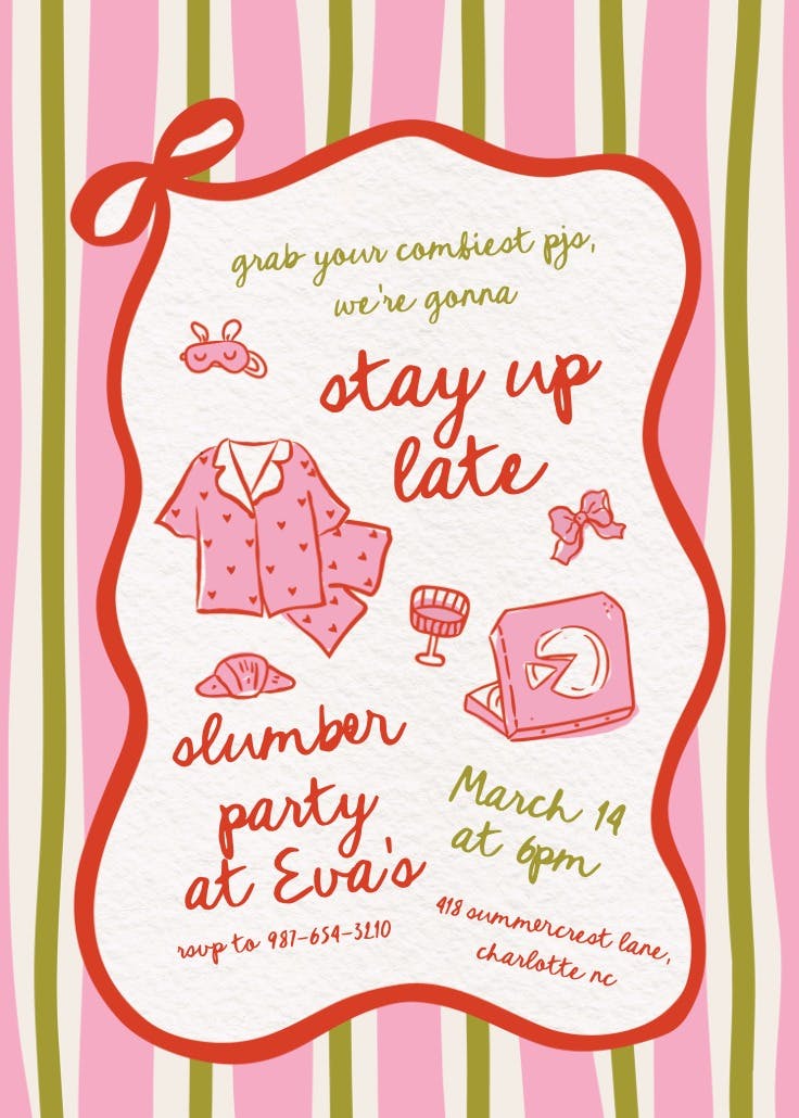 Striped Pajamas - Printable Party Invitation (Free) | Greetings Island