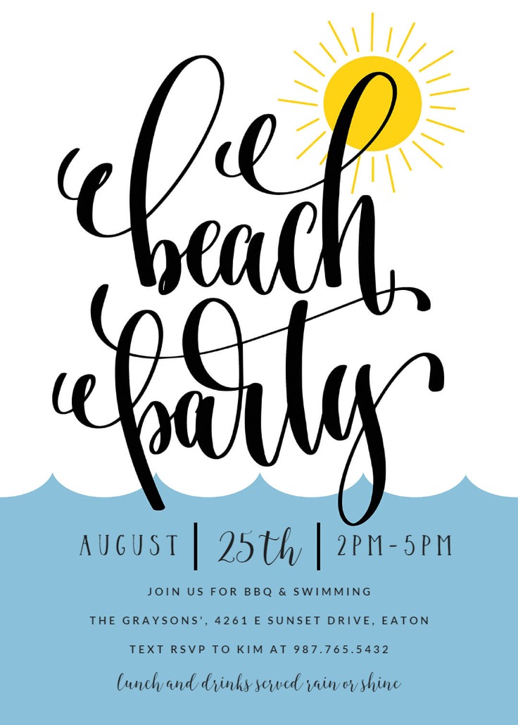 Beach Party - Pool Party Invitation Template (Free) | Greetings Island