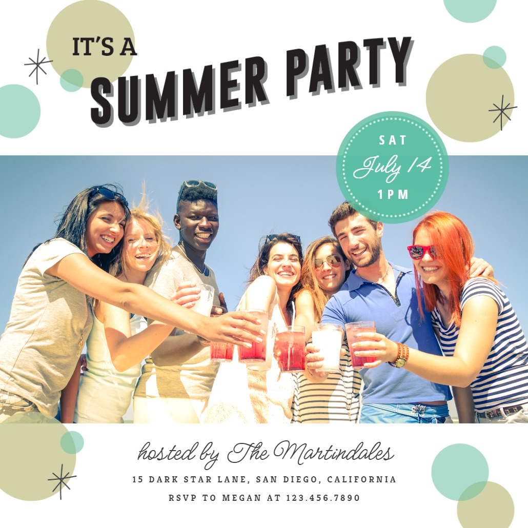 Bubble Borders - Pool Party Invitation Template (Free) | Greetings Island