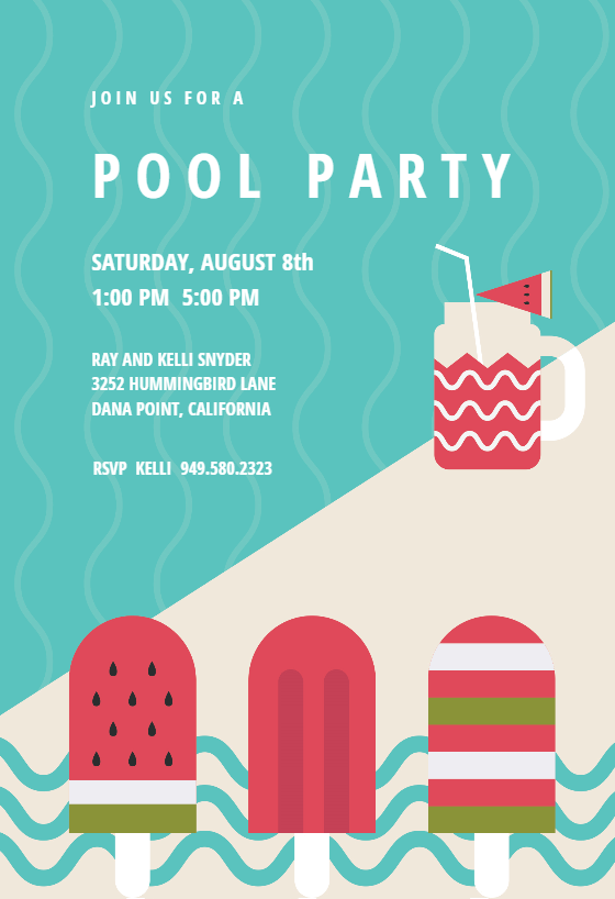 Chill Out - Pool Party Invitation Template (Free) | Greetings Island