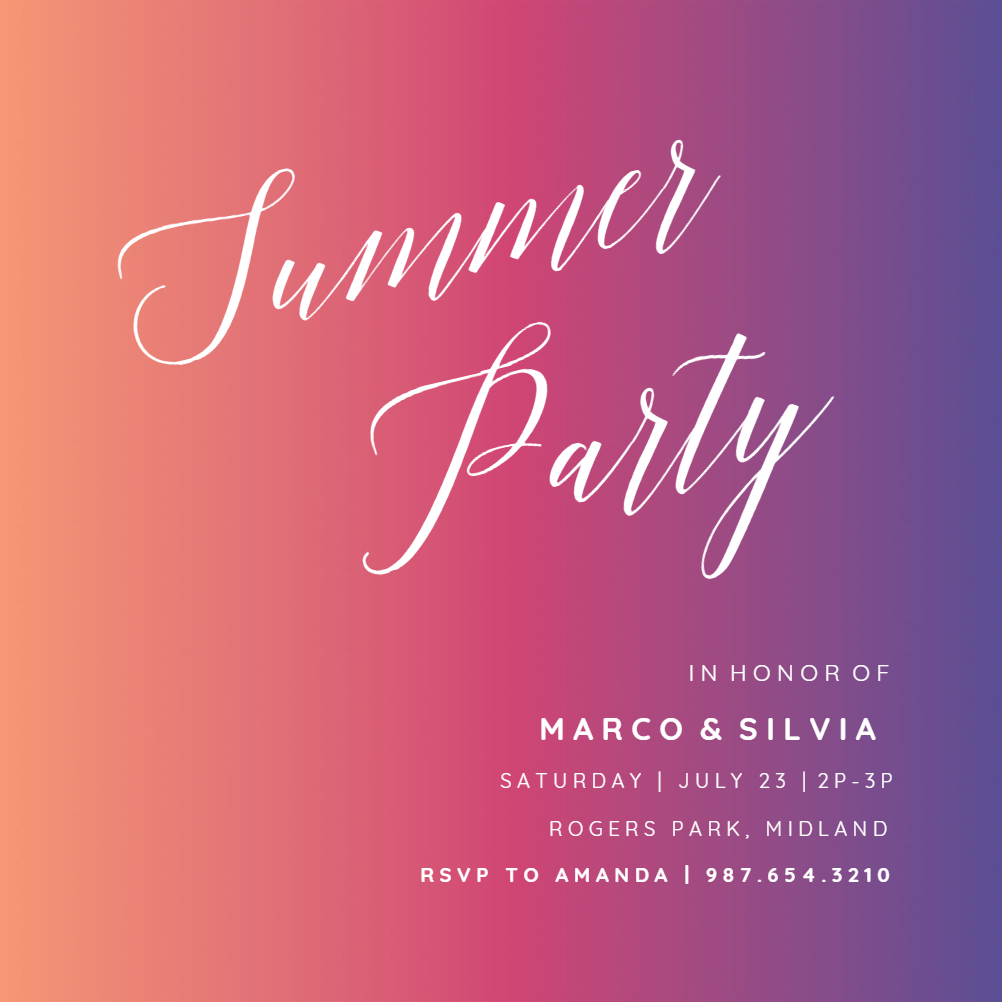 Dream Gradient - Pool Party Invitation Template (Free) | Greetings Island