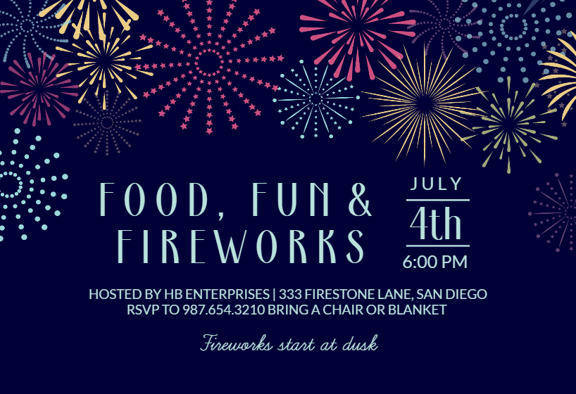 Fireworks - Pool Party Invitation Template (Free) | Greetings Island