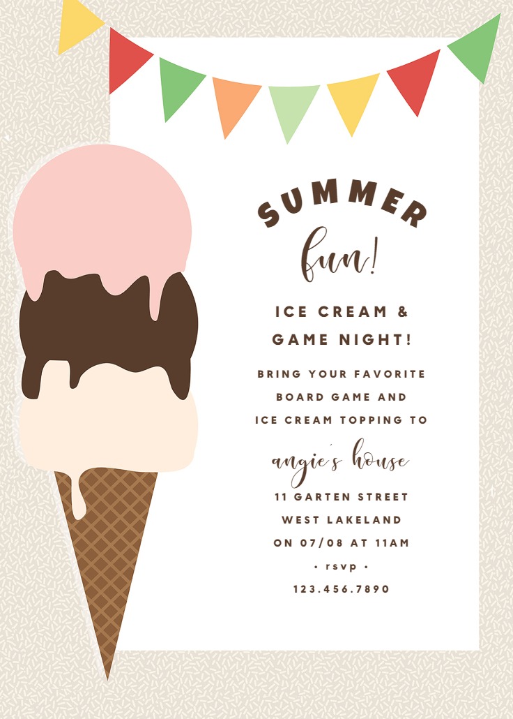 Ice-Cream - Pool Party Invitation Template (Free) | Greetings Island