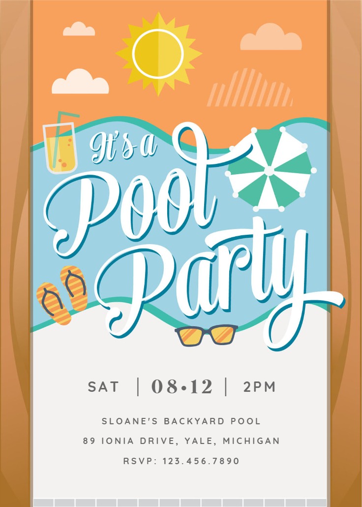 Pool Party Stuff - Pool Party Invitation Template (Free) | Greetings Island