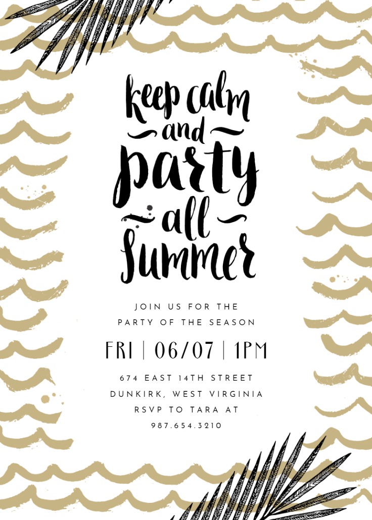 Keep Calm and enjoy - Pool Party Invitation Template (Free) | Greetings ...