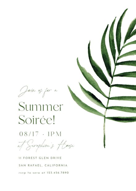 Palm Leaves - Pool Party Invitation Template (Free) | Greetings Island