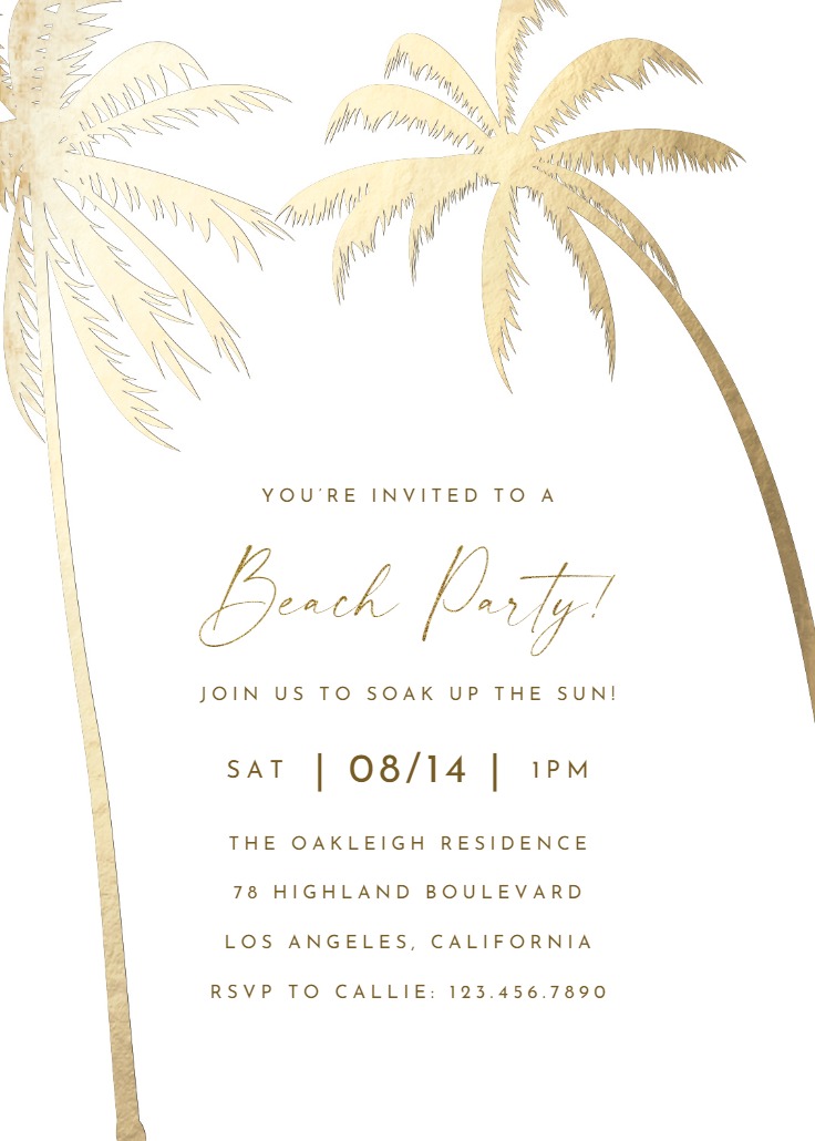 Palm trees - Pool Party Invitation Template | Greetings Island