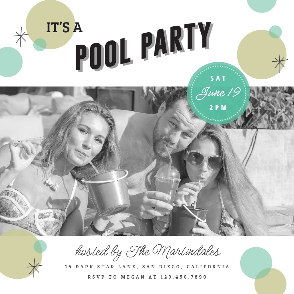Bubble Borders - Pool Party Invitation Template (Free) | Greetings Island