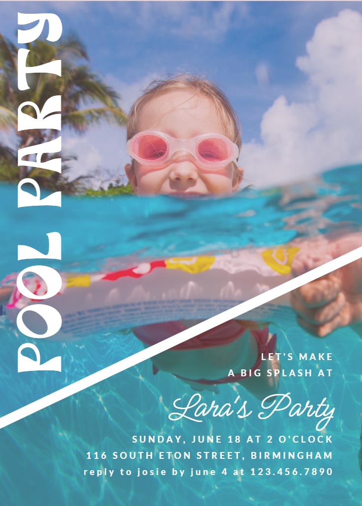Sunny Pool - Pool Party Invitation Template (Free) | Greetings Island