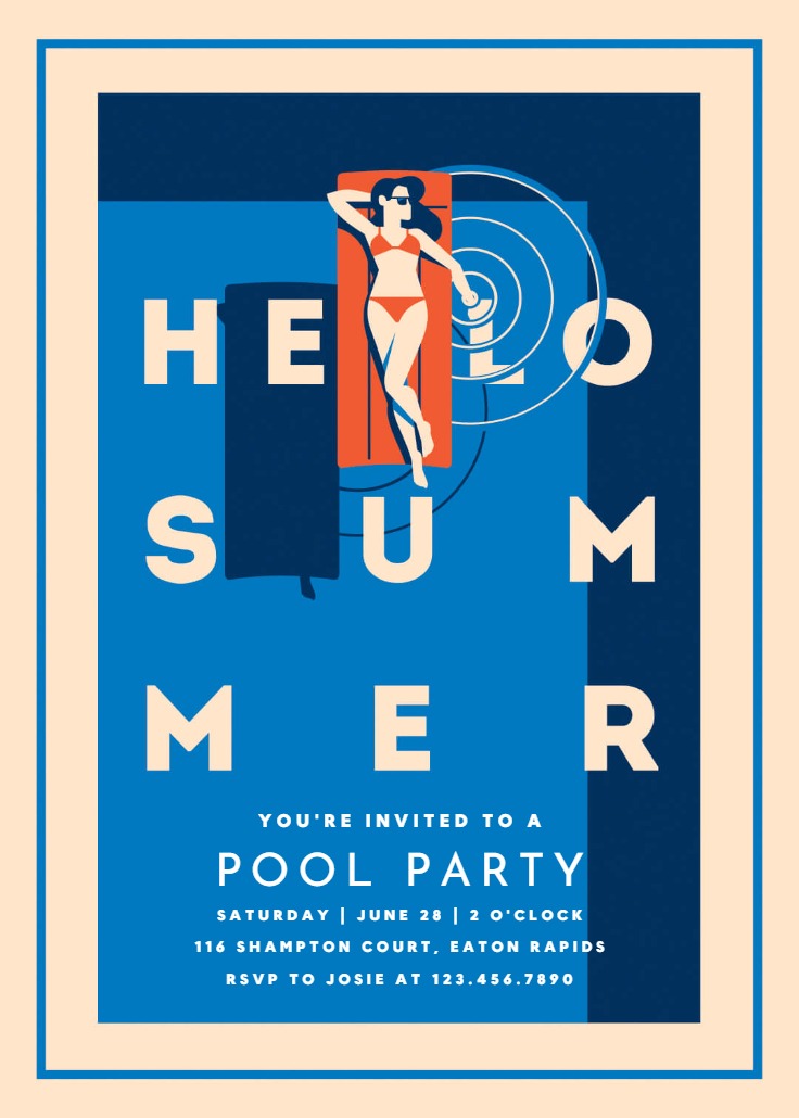 Warm Weather Welcome - Pool Party Invitation Template (Free ...