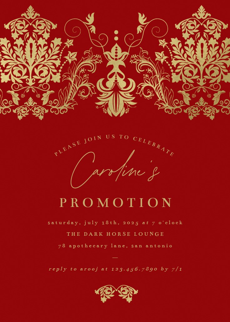 Elegant Damask - Business Events Invitation Template | Greetings Island