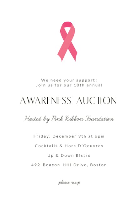 Ribbon Awareness - Business Event Invitation Template (Free ...