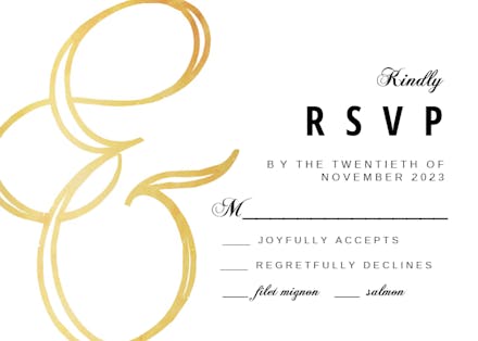 Ampersand Gold - RSVP Card Template (Free) | Greetings Island