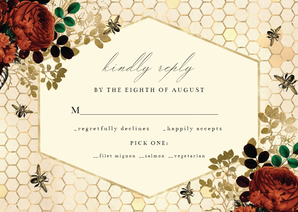 Bee-ing in Love - RSVP card Template (Free) | Greetings Island