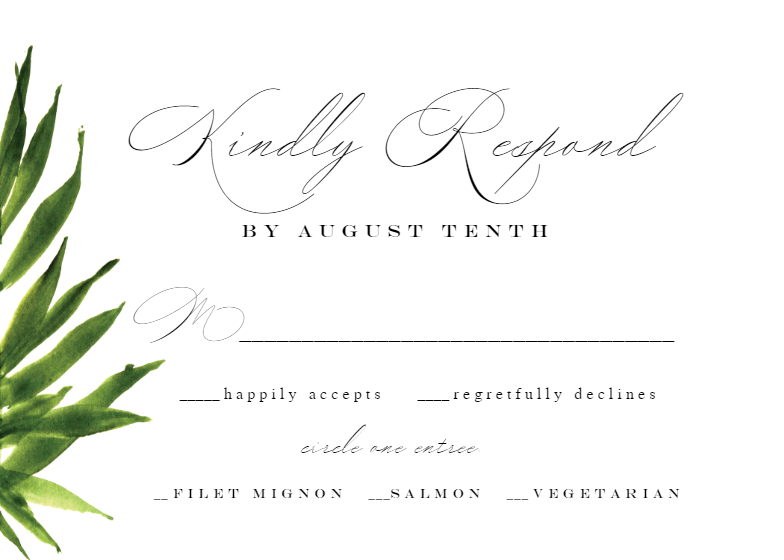 Big Palm Script - RSVP card Template (Free) | Greetings Island