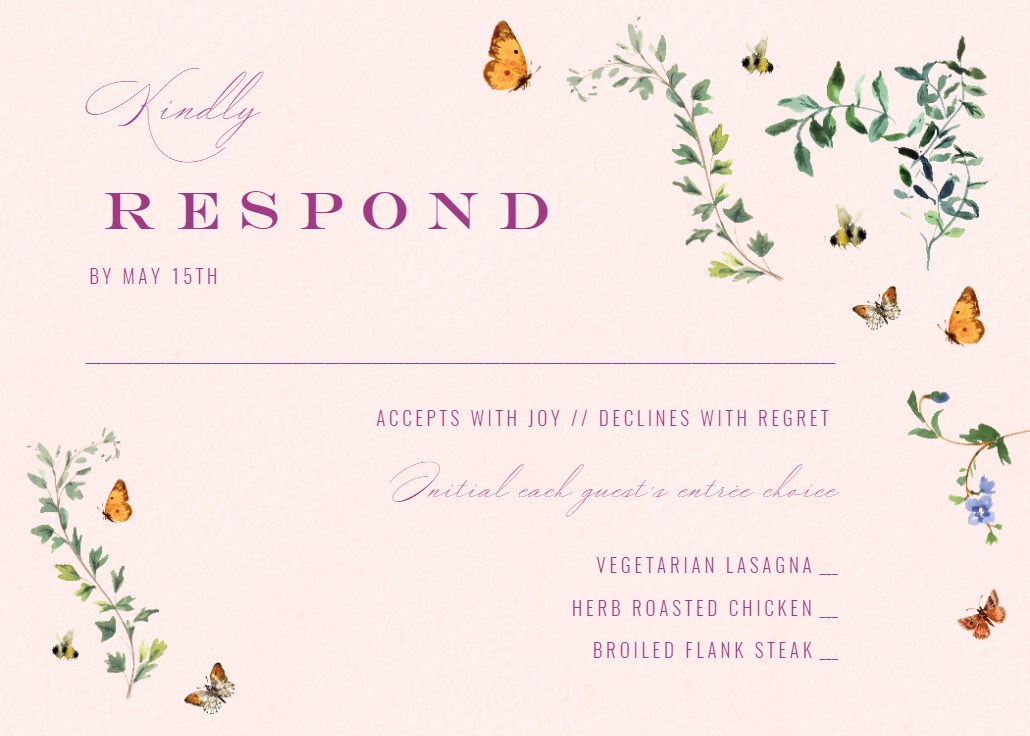 Blooming wedding - RSVP card Template (Free) | Greetings Island