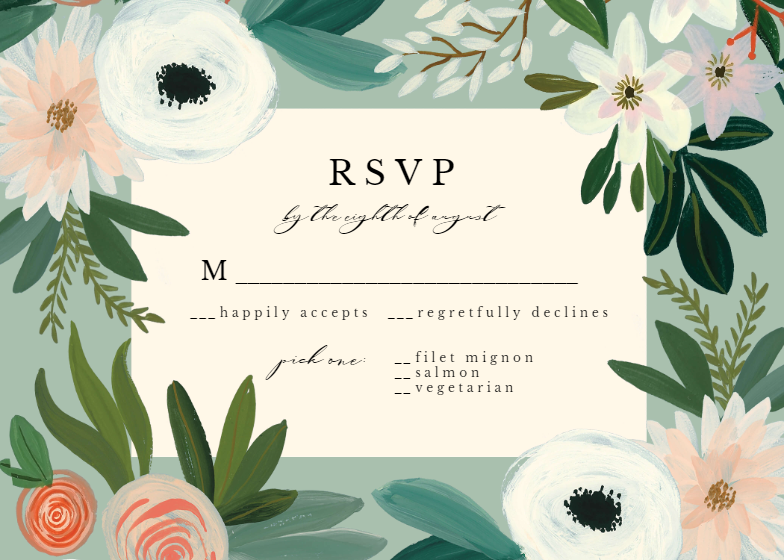 Blue floral - RSVP card Template (Free) | Greetings Island