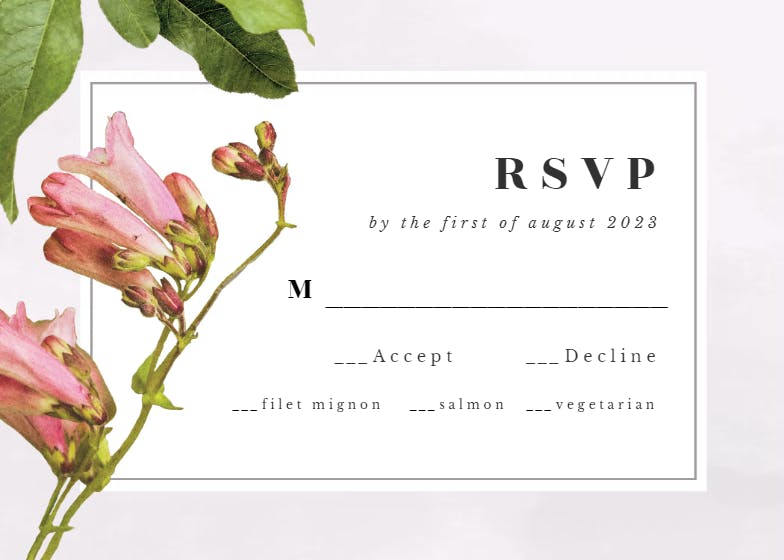 Botanic Poetry - RSVP Card Template (Free) | Greetings Island