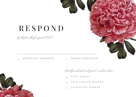 Classic Peonies - RSVP Card Template (Free) | Greetings Island