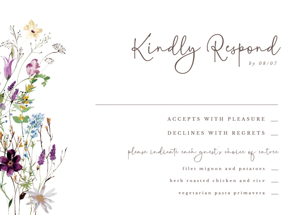 Bloom wildflower - RSVP card Template (Free) | Greetings Island