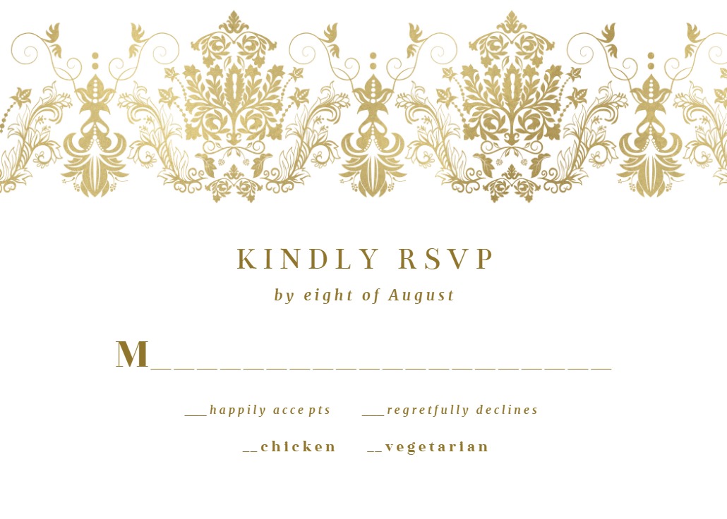 Elegant Damask RSVP - RSVP card Template (Free) | Greetings Island