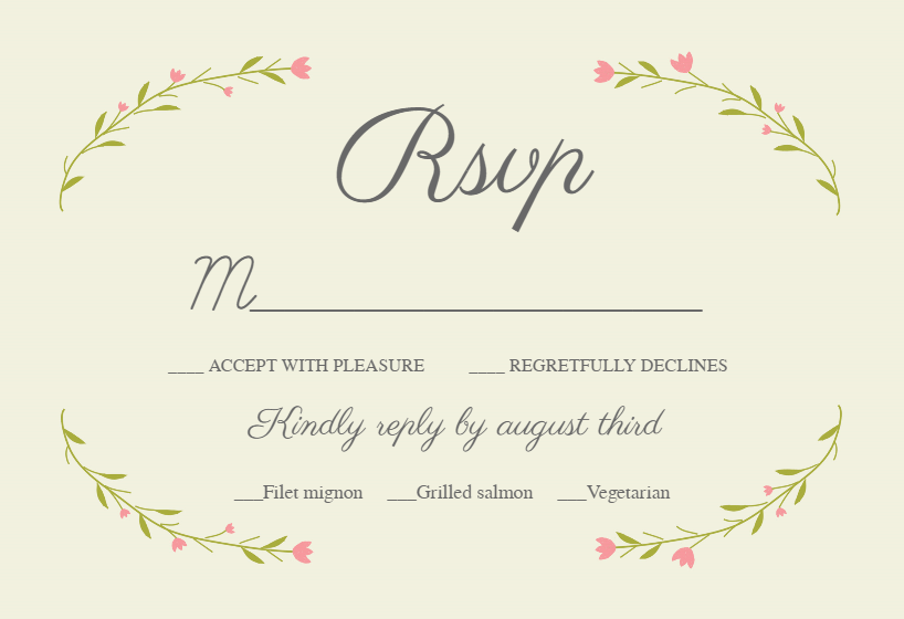 Pretty Pink Accents - RSVP card Template (Free) | Greetings Island