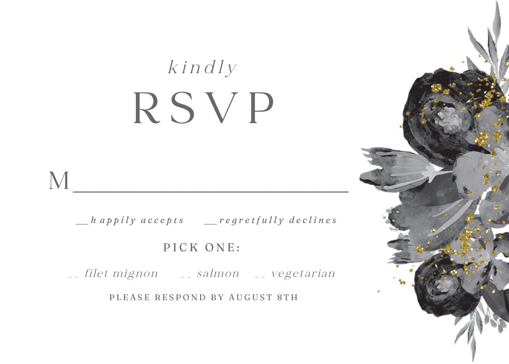 Flowers Gold Flakes RSVP - RSVP card Template (Free) | Greetings Island