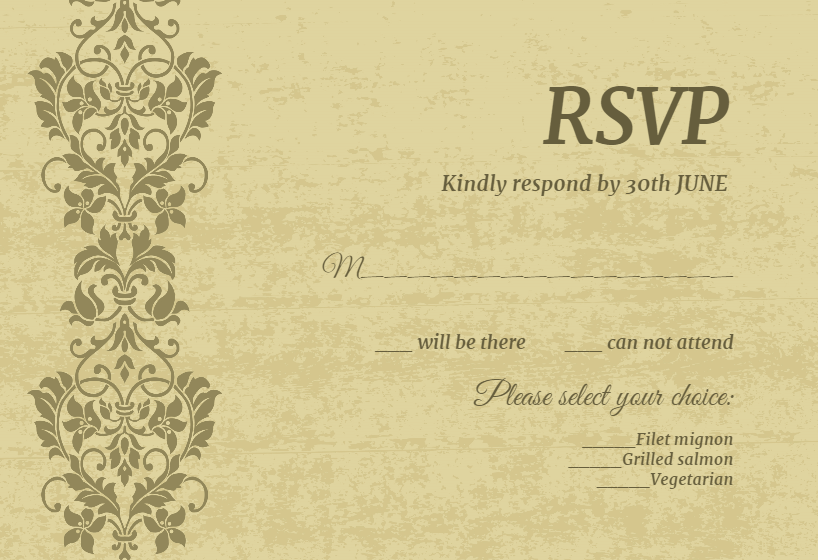 Vintage Frame - RSVP card Template (Free) | Greetings Island