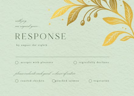 Golden Flora - RSVP Card Template (Free) | Greetings Island