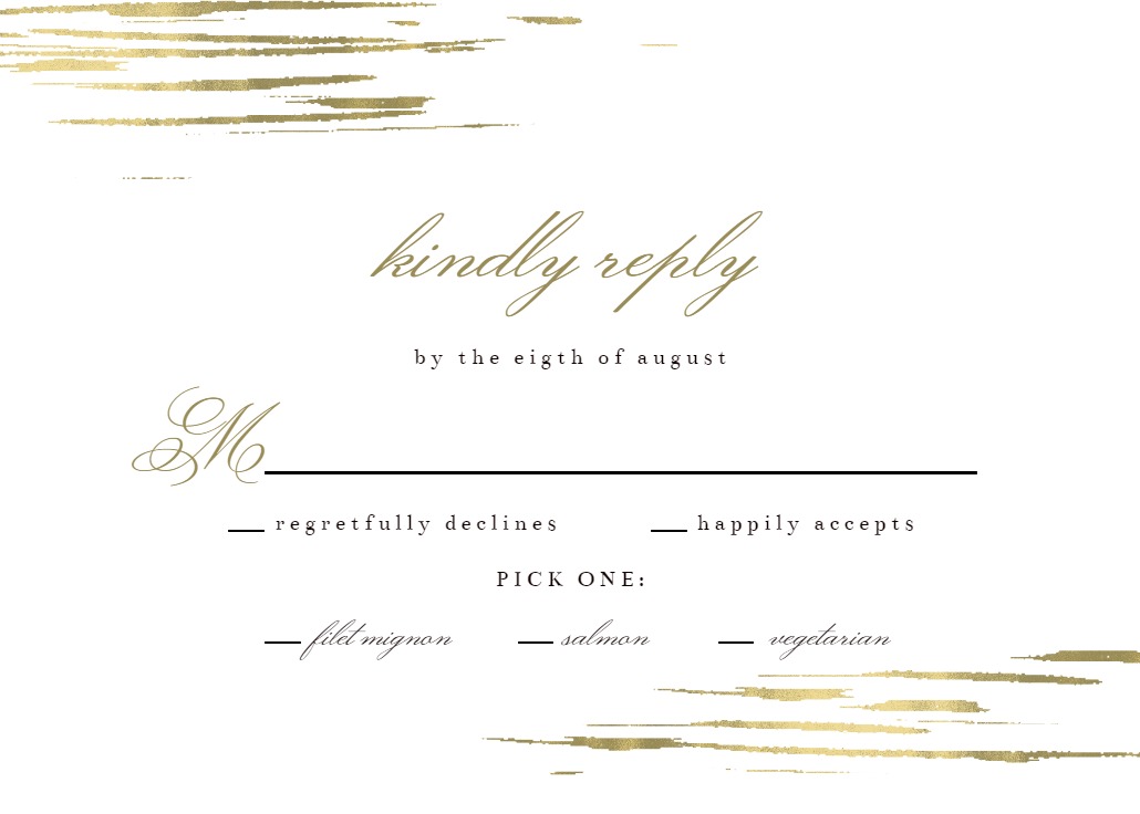 Golden Strokes - RSVP card Template (Free) | Greetings Island